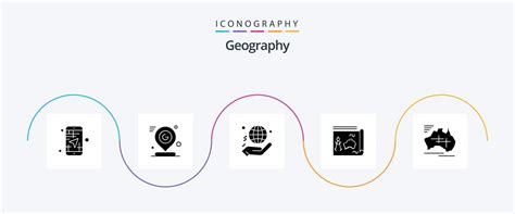 Geo Graphy Glyph 5 Icon Pack Including Guide Map Location Donate Globe 19694691 Vector Art