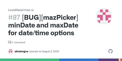 Bug Mazpicker Mindate And Maxdate For Date Time Options Issue Louismazel Maz Ui Github