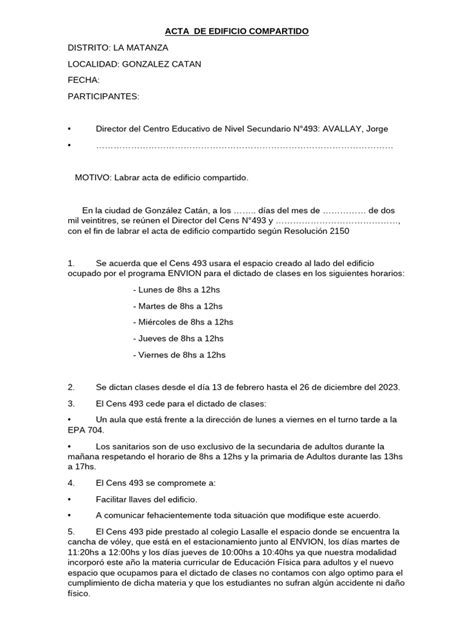 Acta De Edificio Compartido Pdf