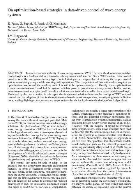 pdf on optimization based strategies in data driven control of wave