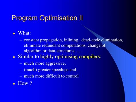 Ppt Optimisation Of Declarative Programs Lecture 1 Introduction Powerpoint Presentation Id