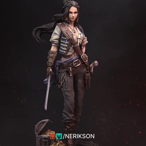 Mariana The Pirate Garage Resin Kit Statue Dandd Ttrpg Fantasy Miniature Nerikson 3d Print
