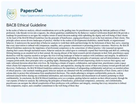 Bacb Ethical Guideline Free Essay Example 452 Words