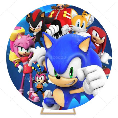 Fondo Azul Redondo De Sonic Decoración Para Fiesta De Cumpleaños De Niños Fondo Para