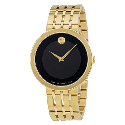 Movado Esperanza Gold Stainless Steel Black Dial Quartz Watch For Men