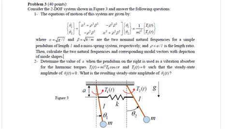 solved problem 3 40 points consider the 2 dof system shown