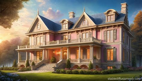 Beautiful One-Story Manor House | Stable Diffusion Online