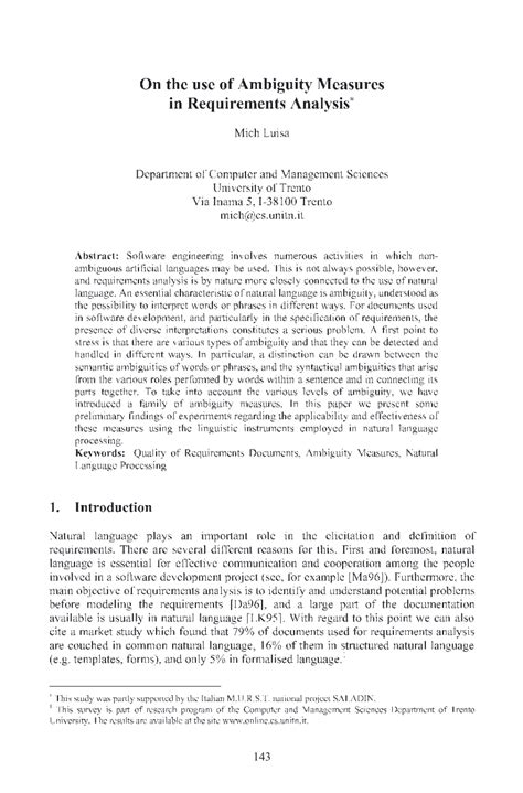 (PDF) On the Use of Ambiguity Measures in Requirements Analysis.