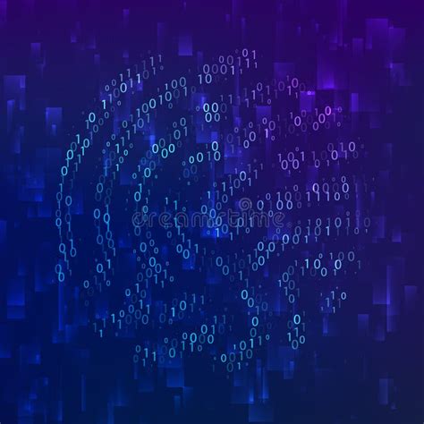 Binary Code Fingerprint Biometric Id Digital Key For Software Identification Stock Vector