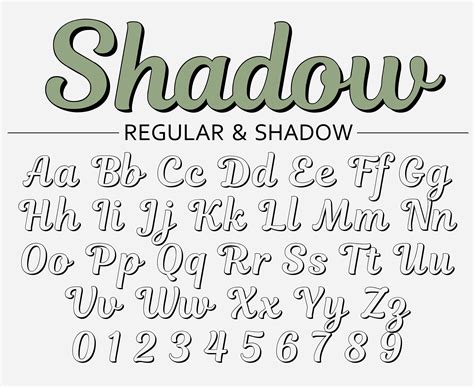 shadow fonts script style letters outline calligraphy etsy