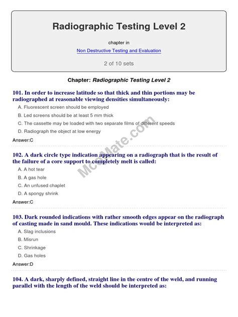 radiographic testing level 2 non destructive testing and evaluation