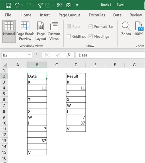 different methods to extract non blank cells from single column