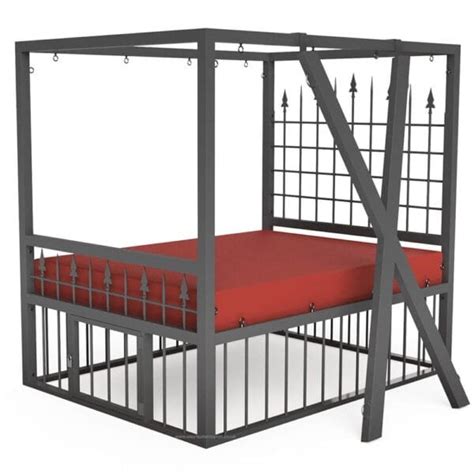 Four Poster Gothic Bdsm Bondage Bed With Cage