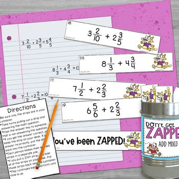 Adding Mixed Numbers Don T Get ZAPPED Math Game By Misty Miller TpT
