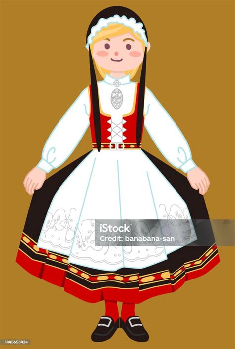 Woman In Norwegian National Costume Stock Illustration Download Image