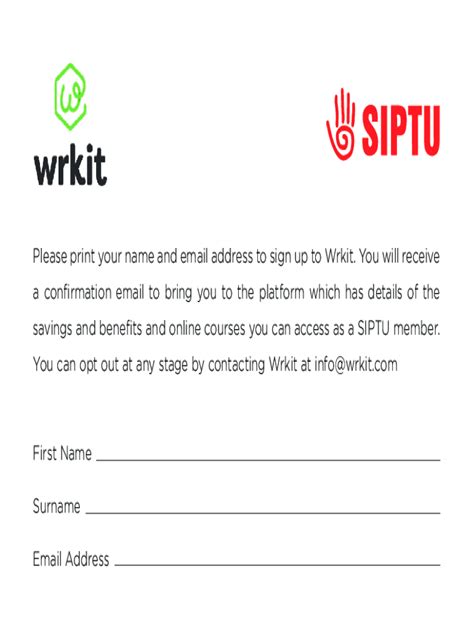 Fillable Online Wrkit Siptu Form May 19 1 Fax Email Print Pdffiller