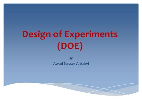 principles of design of experiments doe 20 5 2014