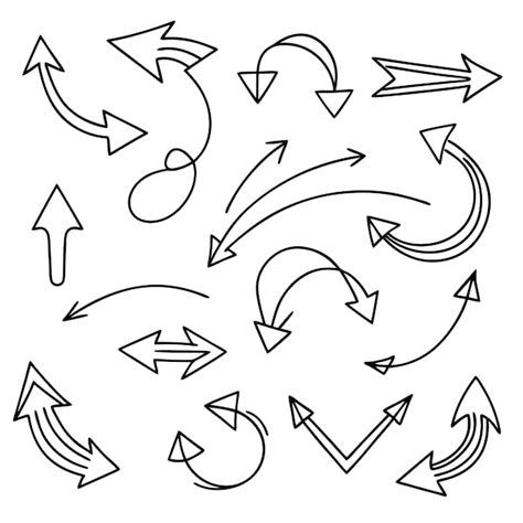 Direction Set Icon Arrow Hand Draw Lineart Premium Ai Generated Vector