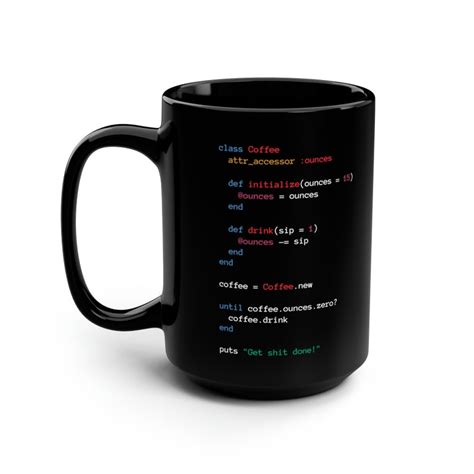 Ruby Code Mug For Programmers Black Coffee Cup T Ruby Programming