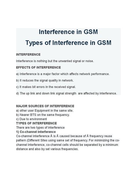 Types Of Interference In Gsm Pdf