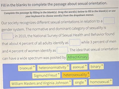 fill the blanks to complete the passage about sexual orientation