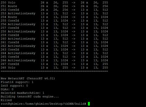 test yolo4 in jetson nano building tensorrt cuda engine killed