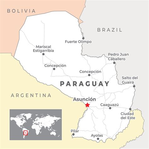 Paraguay Political Map With Capital Asuncion Most Important Cities And
