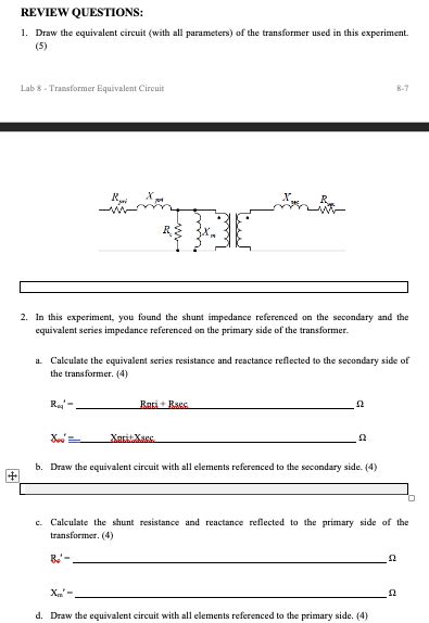 Solved REVIEW QUESTIONS Draw The Equivalent Circuit Chegg