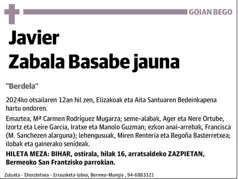 Javier Zabala Basabe Esquela El Correo