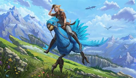 Selina Riding Chocobo By Nibelart Repicmounts