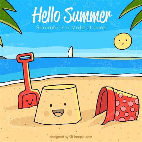 Free Vector | Hello summer background with beach elements