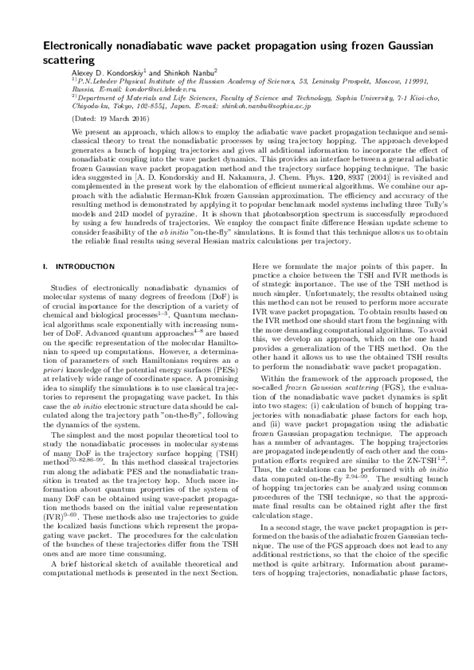 Pdf Electronically Nonadiabatic Wave Packet Propagation Using Frozen