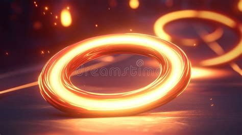 A Glowing Circular Ring With A Dynamic Light Effect Against A Blurred