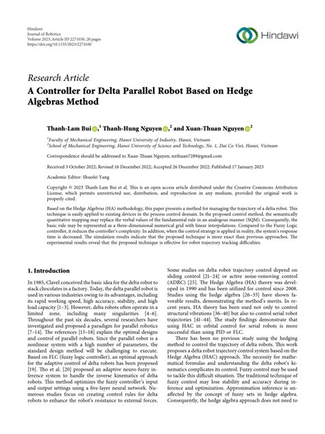 Pdf A Controller For Delta Parallel Robot Based On Hedge Algebras Method