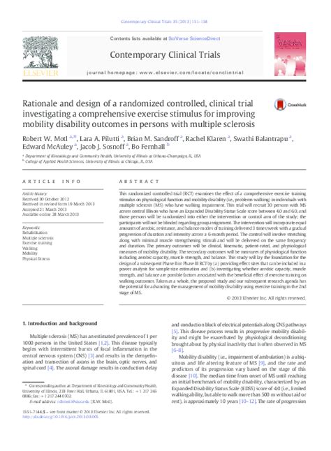 Pdf Rationale And Design Of A Randomized Controlled Clinical Trial