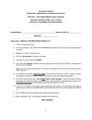 Stat Fall Consolidated Midterm Questions Verson Pdf University Of Alberta