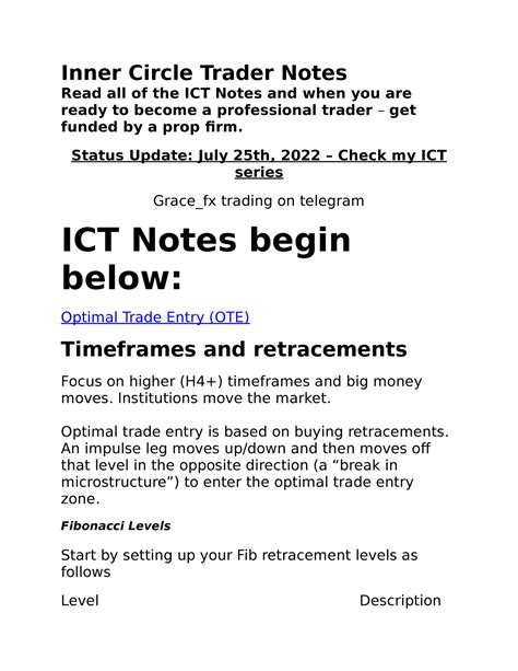 Ict Cheat Sheet Ict Inner Circle Trader Notes Read All Of The Ict
