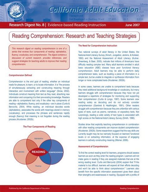 Reading Comprehension Research And Teaching Calpro