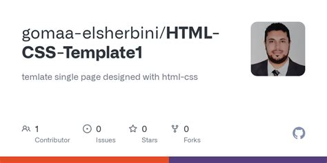 GitHub Gomaa Elsherbini HTML CSS Template Temlate Single Page Designed With Html Css