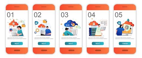 Premium Vector Cloud Computing Concept Onboarding Screens For Mobile App Templates Data