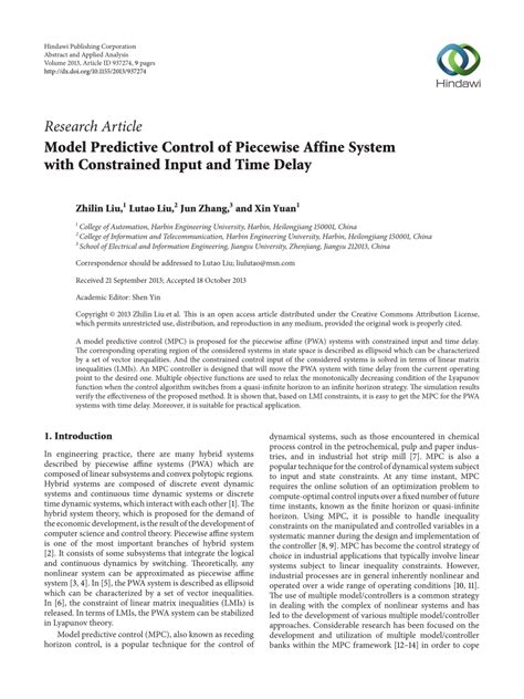 Pdf Model Predictive Control Of Piecewise Affine System With