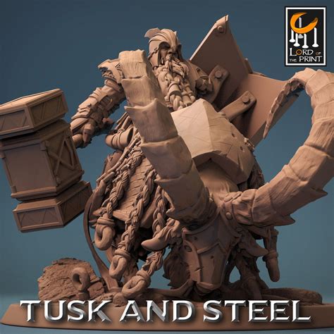 Dwarf Barbarian Rider V5 Premium Dnd Miniature Mini 28mm 32mm Up To 100mm Cleric Warrior