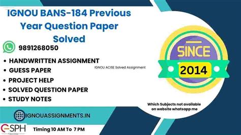 IGNOU BANS Previous Year Question Paper Solved IGNOU Solved Assignment