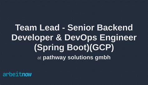 Team Lead Senior Backend Developer And Devops Engineer Spring Boot