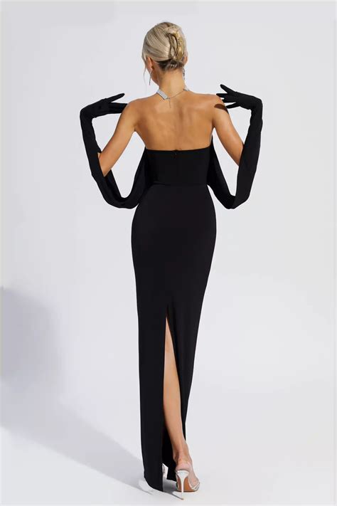 Abby Black Off Shoulder Maxi Dress