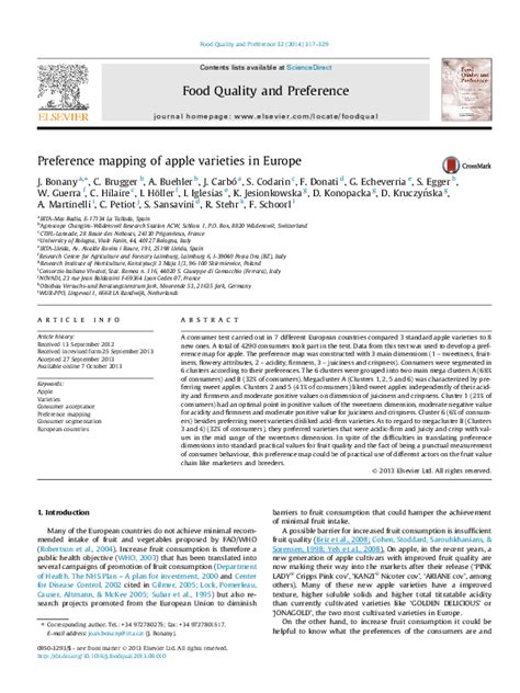 Pdf Preference Mapping Of Apple Varieties In Europe