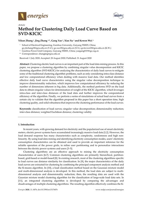 Pdf Method For Clustering Daily Load Curve Based On Svd Kicic