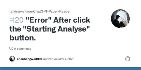 Error After Click The Starting Analyse Button Issue Talkingwallace Chatgpt Paper