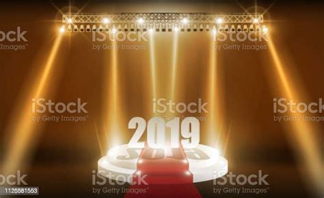 밝은 경기장 조명 디자인 벡터 새 해 복 많이 받으세요 2019 골드 컬러 배경 벡터 일러스트 레이 션 2019년에 대한 스톡 벡터 아트 및 기타 이미지 Istock