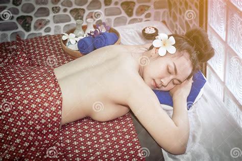 The Woman In The Prone Position To Prepare Ready For Spa Massage